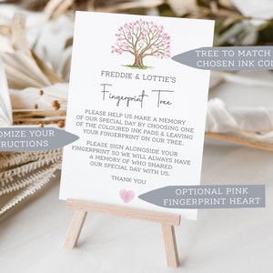 Wedding Fingerprint Tree | Guest Book Poster | INKS INCLUDED | Custom ...