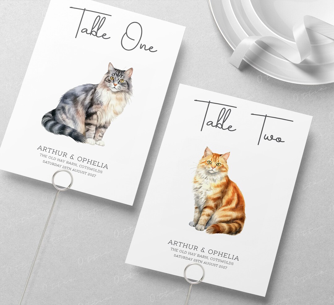 Cat Wedding Table Numbers Pet Table Names for Wedding - Etsy