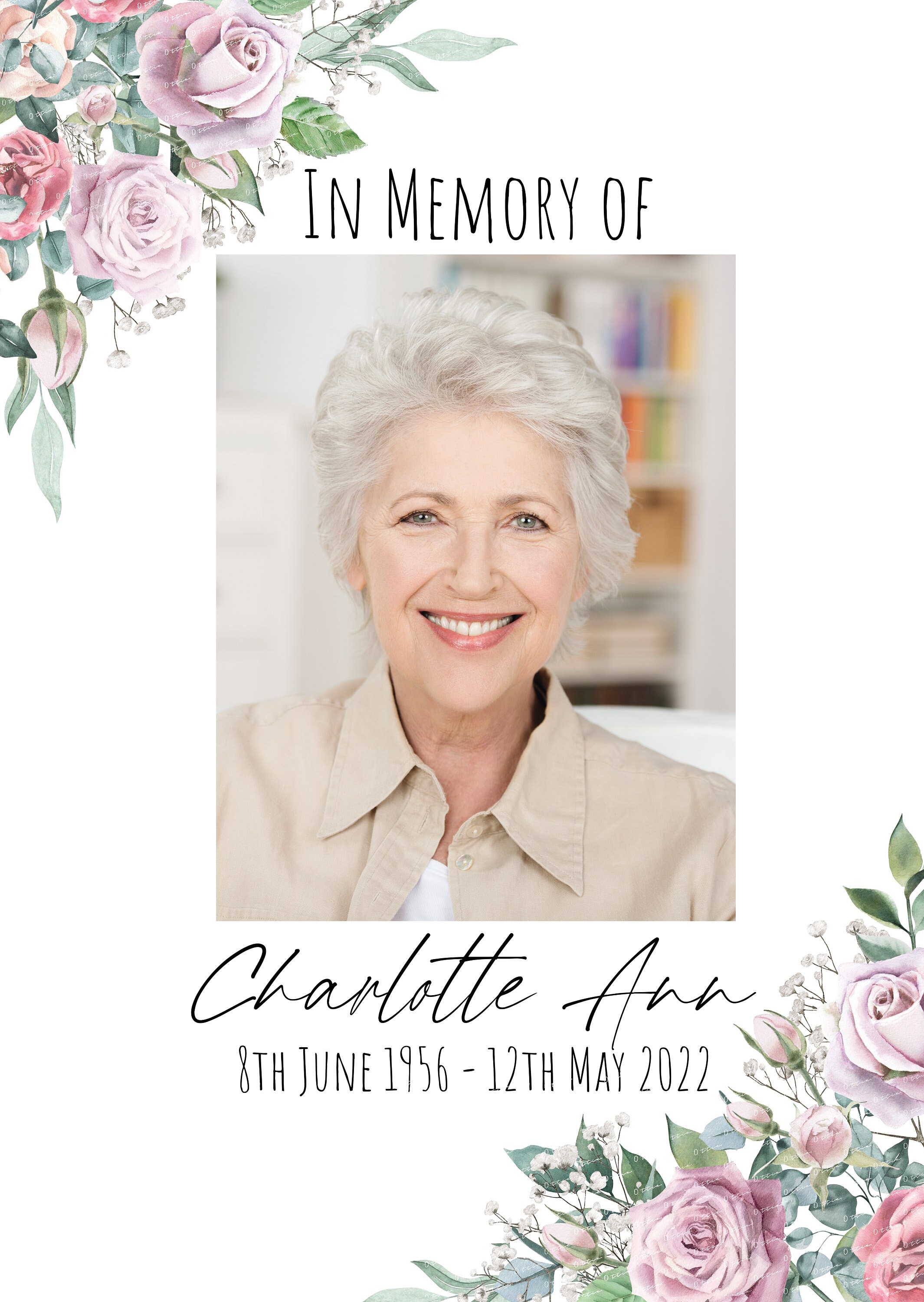 PRINTED Funeral Welcome Board Sign Roses Memorial Board | Etsy