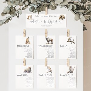 Animal Themed Table Plan Cards | Wedding Table Plan Cards | Safari ...