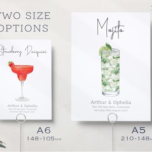 Cocktail Table Names | Cocktail Themed Table Cards | Wedding Table ...