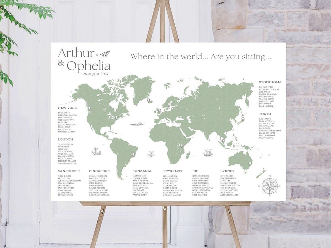Wedding World Map Table Plan | Where in the World Are You Sitting ...