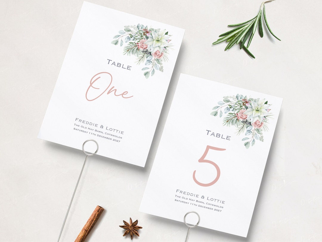 Festive Wedding Table Numbers | Christmas Themed Table Names | Xmas ...
