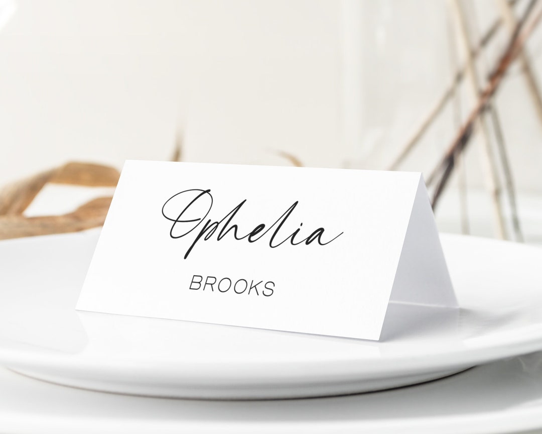 Personalised Folded Place Cards | Name Card | Wedding Modern Minimalist ...