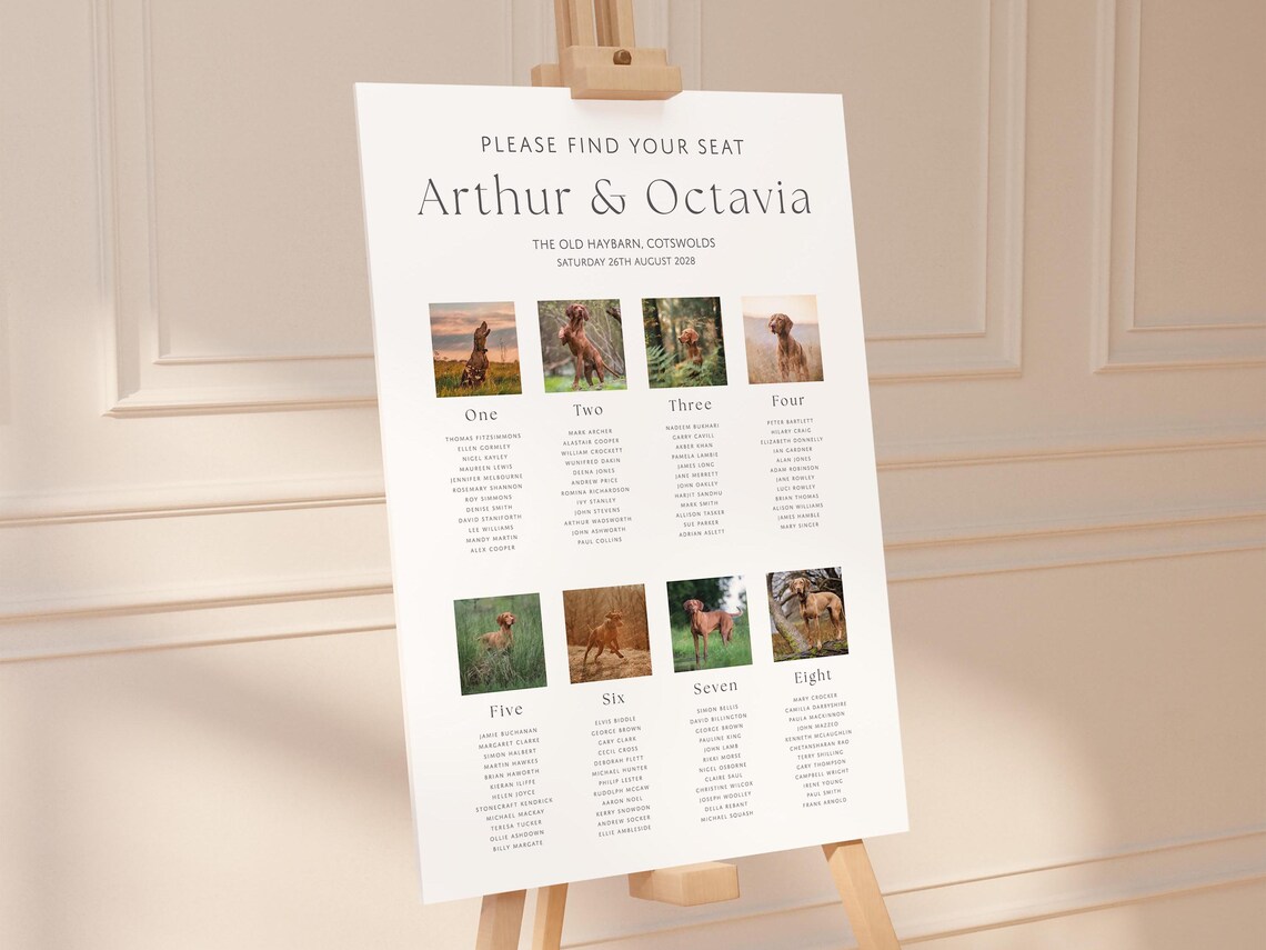 Pet Wedding Table Plan, Dog Seating Chart, Seating Plan With Photos ...