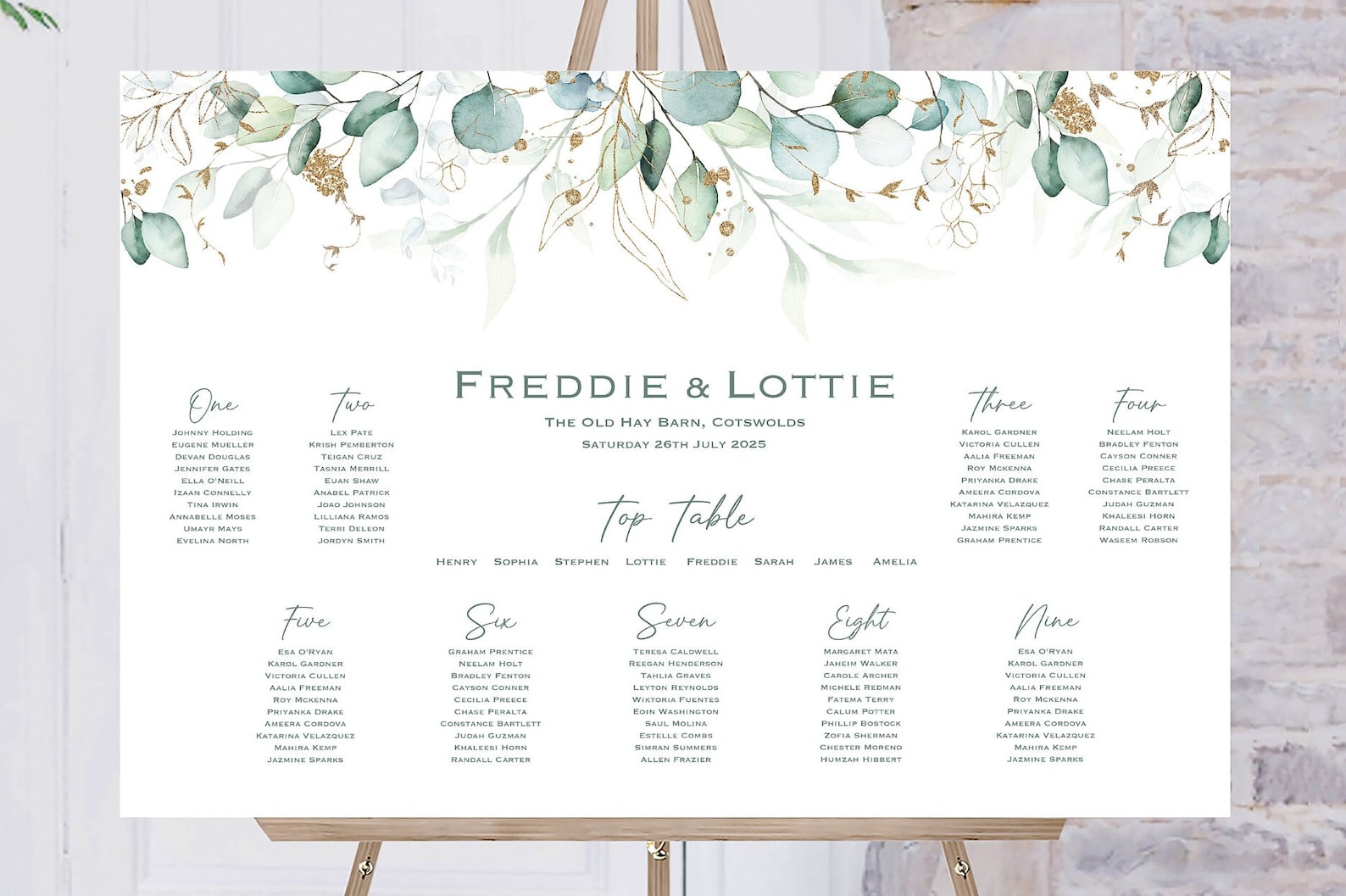 Green and Gold Leaf Wedding Table Numbers | Floral Wedding Reception ...