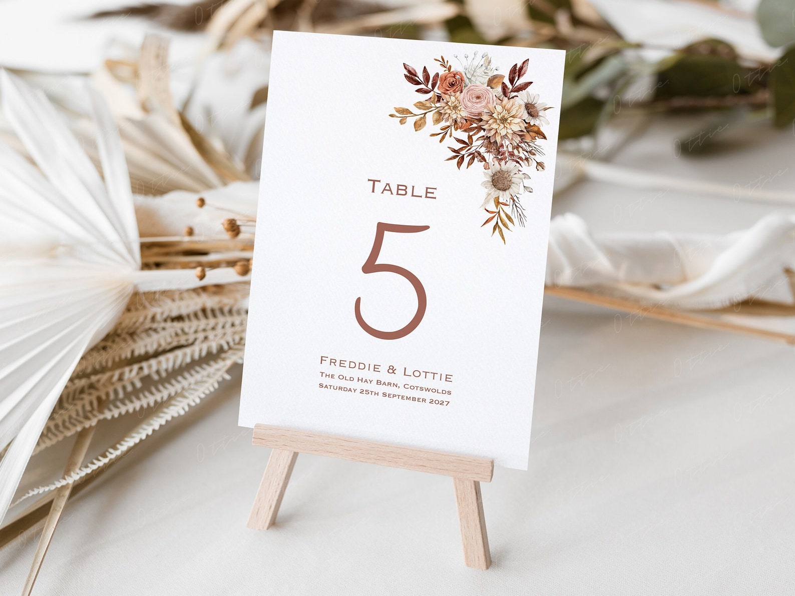 Autumnal Wedding Table Numbers | Floral Wedding Reception | Table Names ...