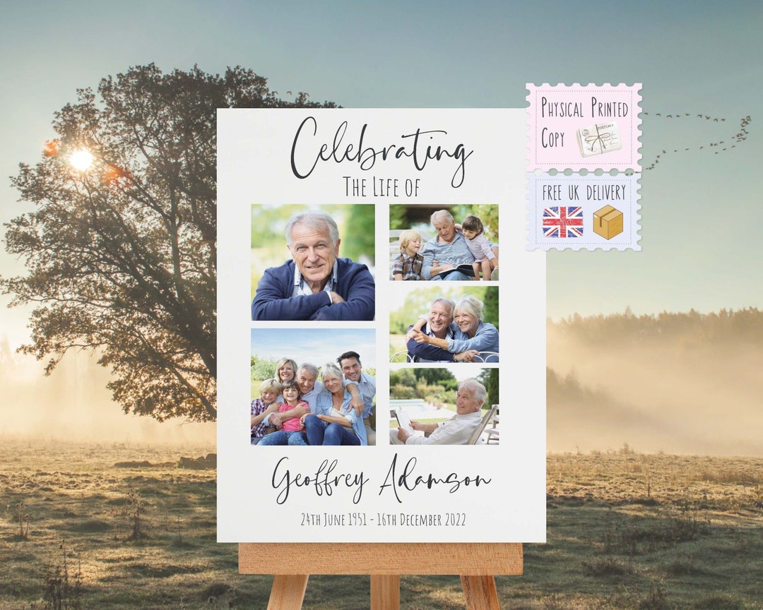 Funeral Memorial Poster, Celebration of Life Sign, Memorial Photo Board ...