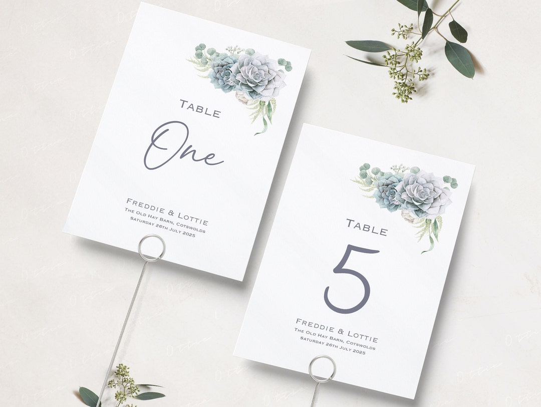 Succulent Wedding Table Numbers | Table Names | Table Cards | Green ...
