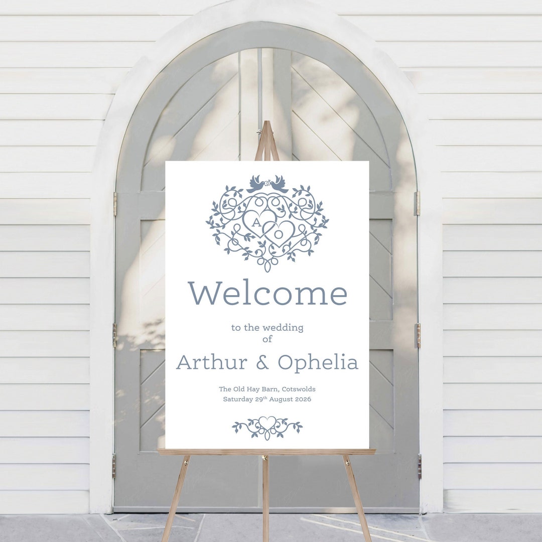 Wedding Welcome Sign | Personalised Wedding Welcome Sign | Blue Welcome ...