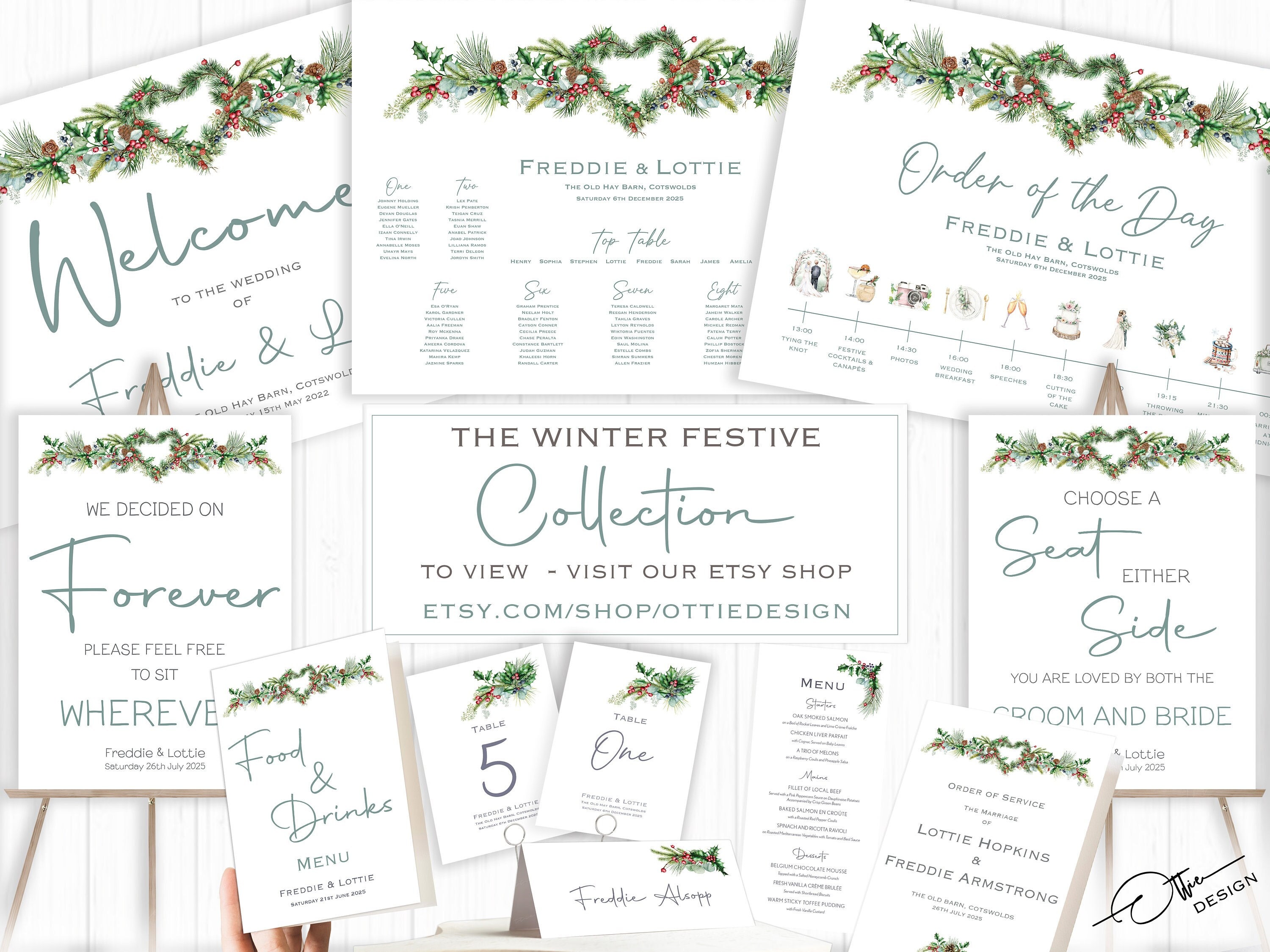 Christmas Table Numbers Xmas Wedding Table Names Printed - Etsy UK