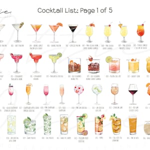 Cocktail Table Names | Cocktail Themed Table Cards | Wedding Table ...