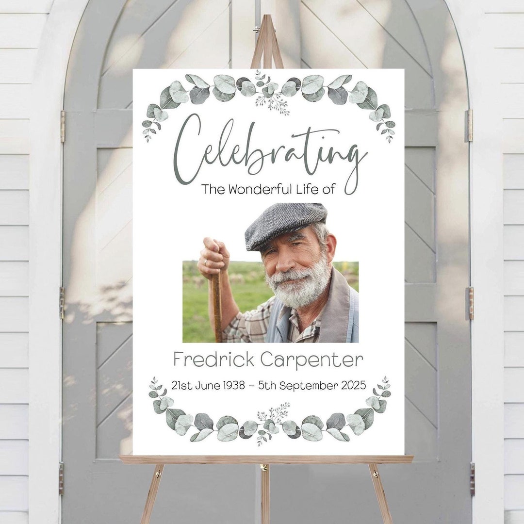 Funeral, Wake, Memorial, Funeral Photo Sign, Funeral Poster, Memorial ...