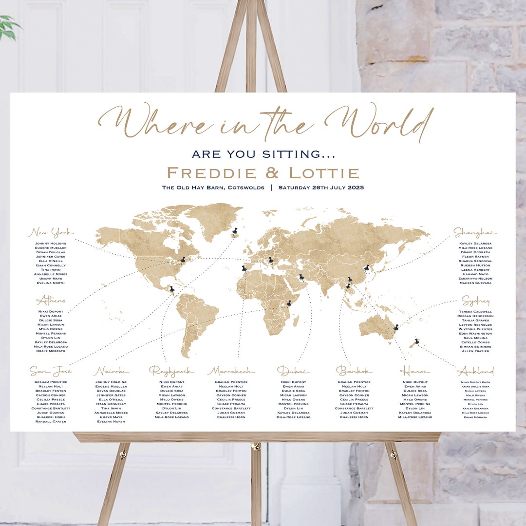 World Map Wedding Table Plan | Where in the World Are You Sitting ...