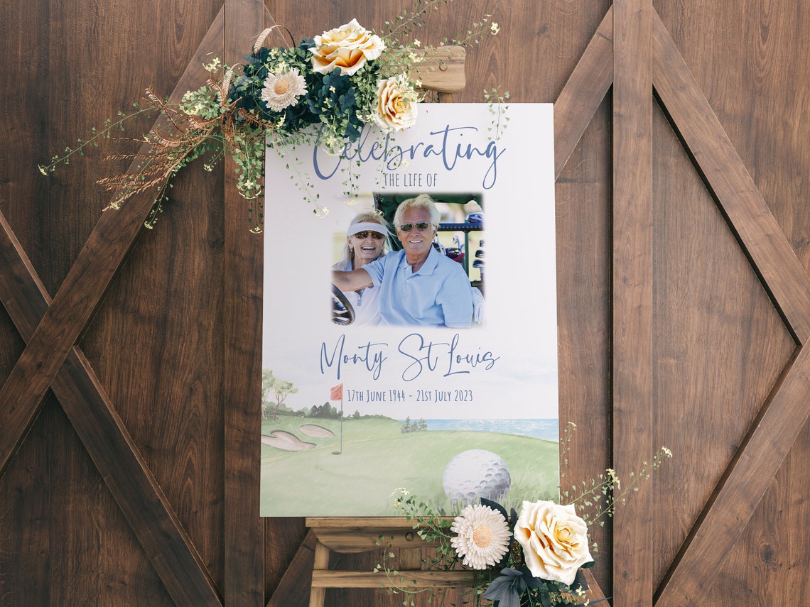 PRINTED Golf Funeral Memorial Welcome Sign | Celebration of Life ...