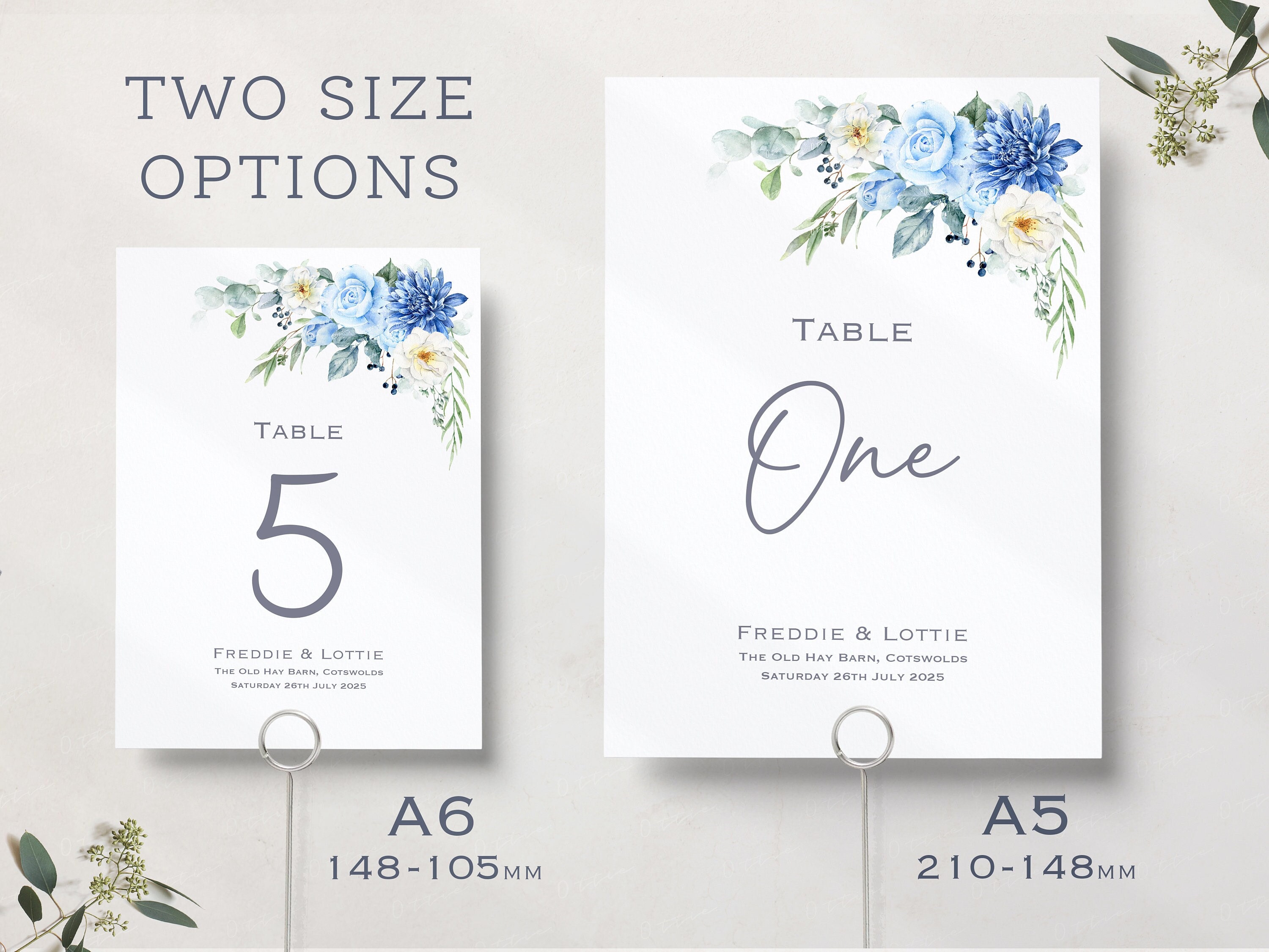 Wedding Table Numbers | Blue and White Flower Wedding | Table Names ...