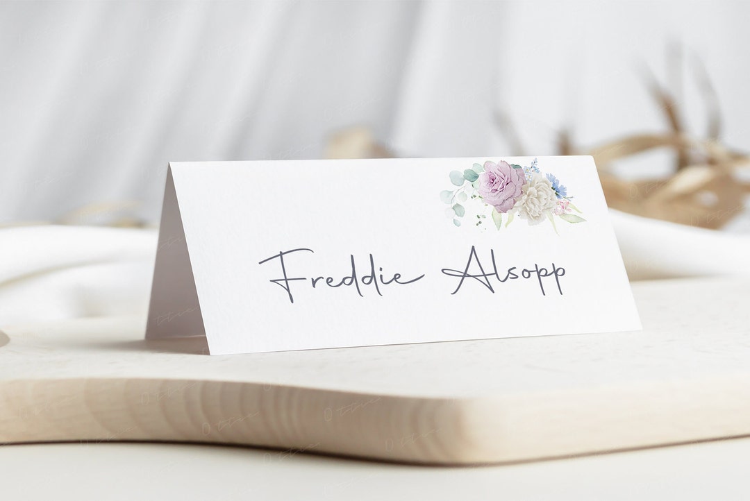 Wedding Place Cards | Pastel Pink Blue White Place Card | Personalised ...