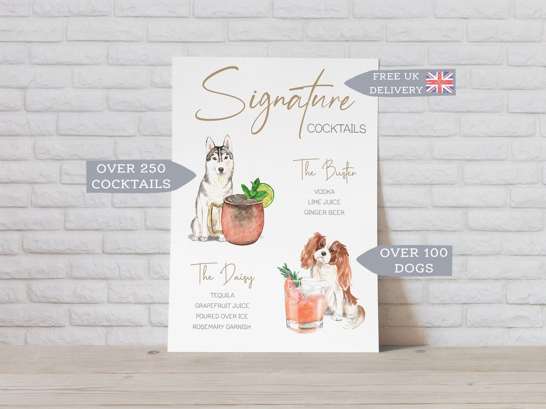 Pet Signature Cocktail Wedding Sign | Dog Cocktail Sign | Pet Wedding ...