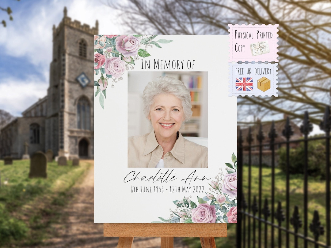 PRINTED Funeral Welcome Board Sign | Roses | Memorial Board Sign ...