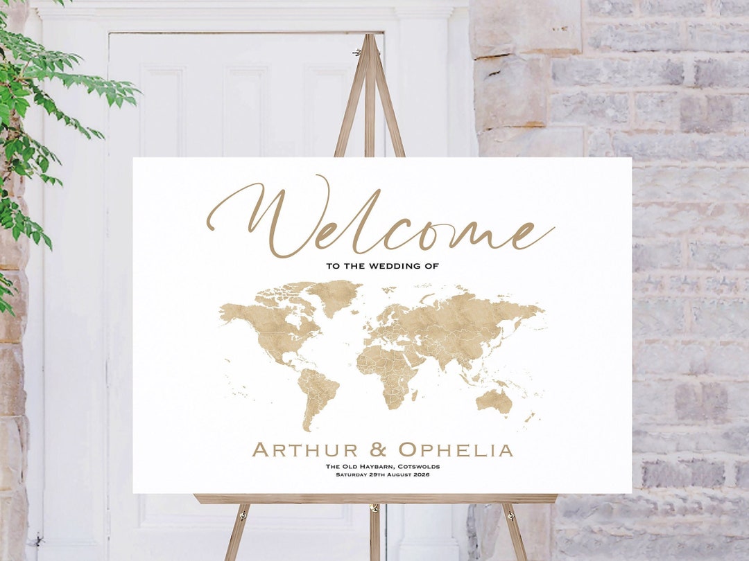 World Map Wedding Welcome Travel Themed Wedding Sign Where - Etsy