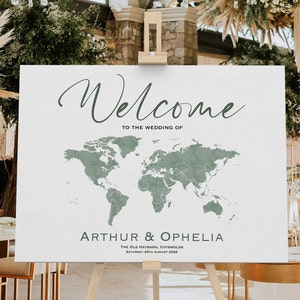 World Map Wedding Welcome | Travel Themed Wedding Sign | Where in the ...