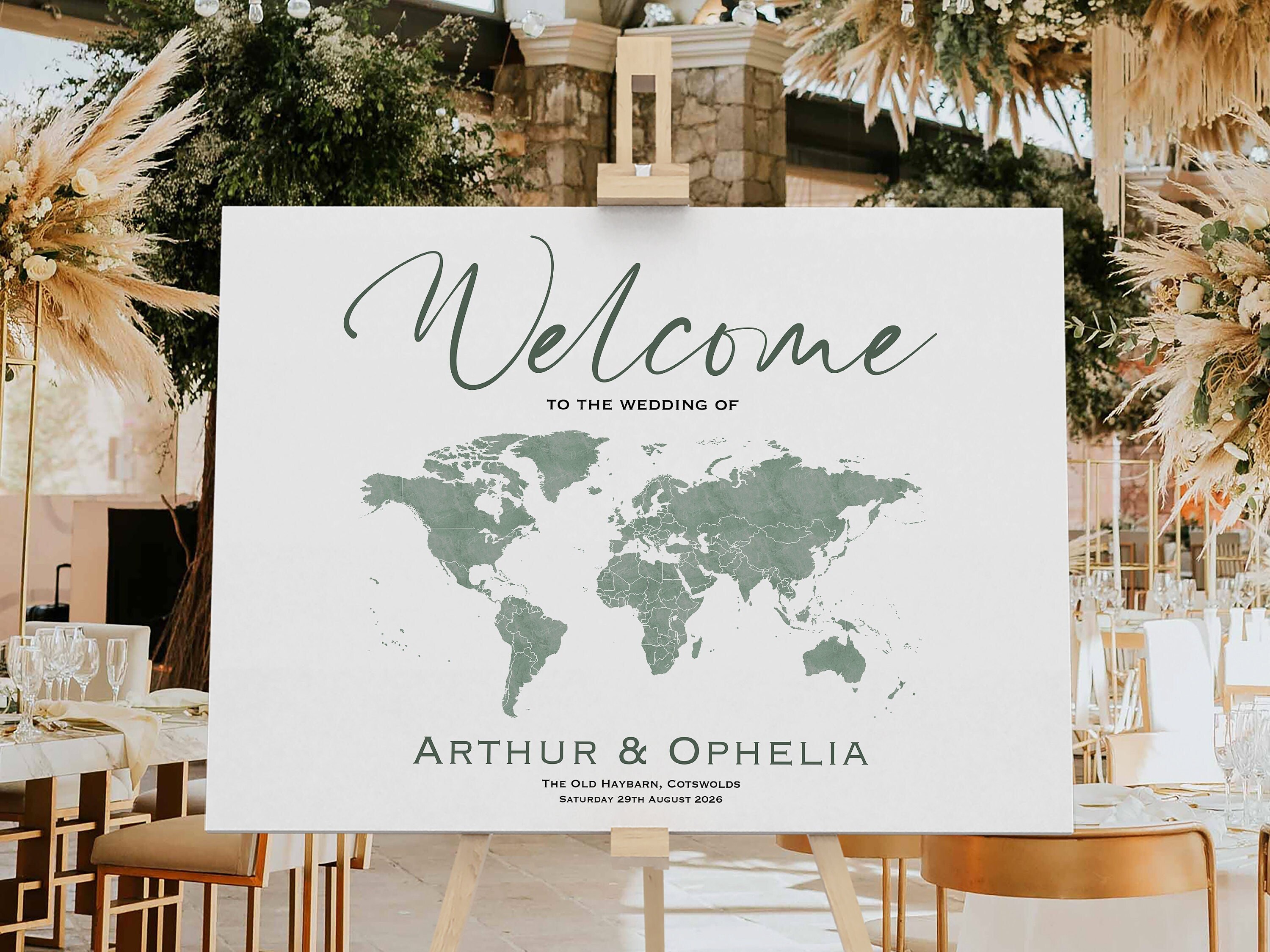 World Map Wedding Welcome | Travel Themed Wedding Sign | Where in the ...