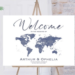 World Map Wedding Welcome | Travel Themed Wedding Sign | Where in the ...