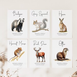Woodland Forest Table Numbers | Wedding Animal Table Names ...
