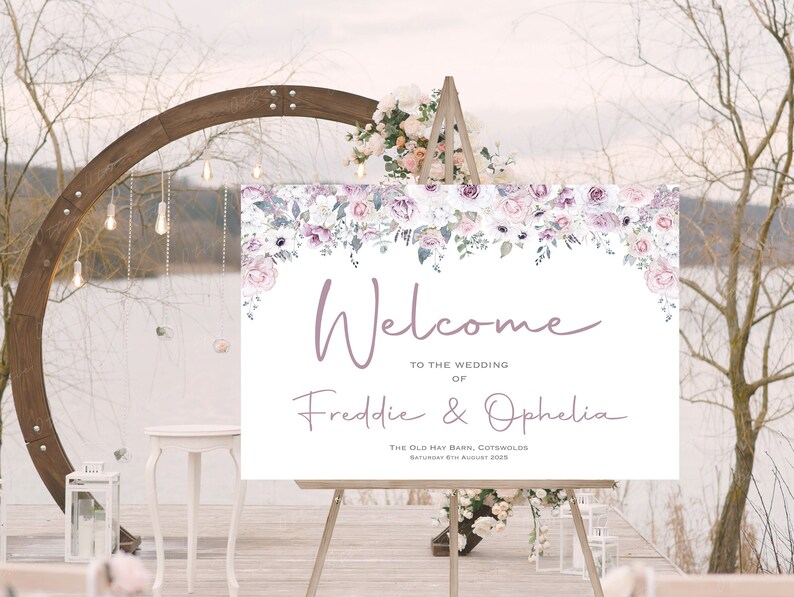 Pink Lilac Wedding Welcome Sign Personalised Wedding Welcome - Etsy