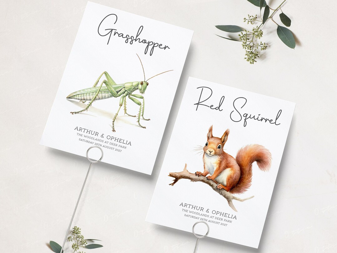 Woodland Forest Table Numbers | Wedding Animal Table Names ...
