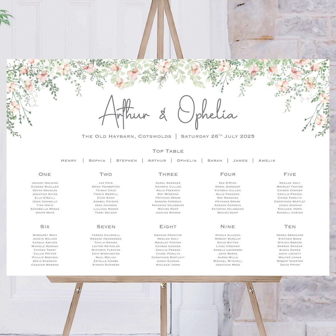 Wedding Table Plan | Wedding Seating Plan | Personalised Wedding ...