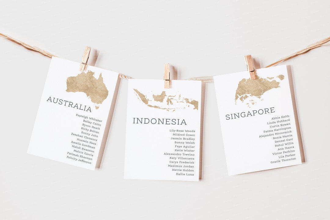 Travel Theme Table Plan Cards for Destination Wedding | Where in the ...