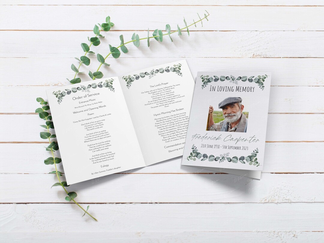 PRINTED in Loving Memory Order of Service Program | PREMIUM Linen Card ...