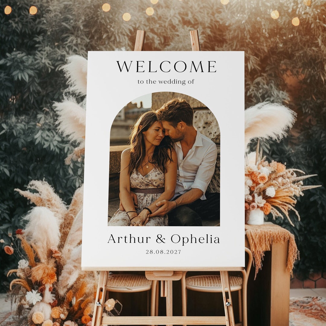 PRINTED Photo Wedding Welcome Sign | Wedding Sign With Photo | Photo ...
