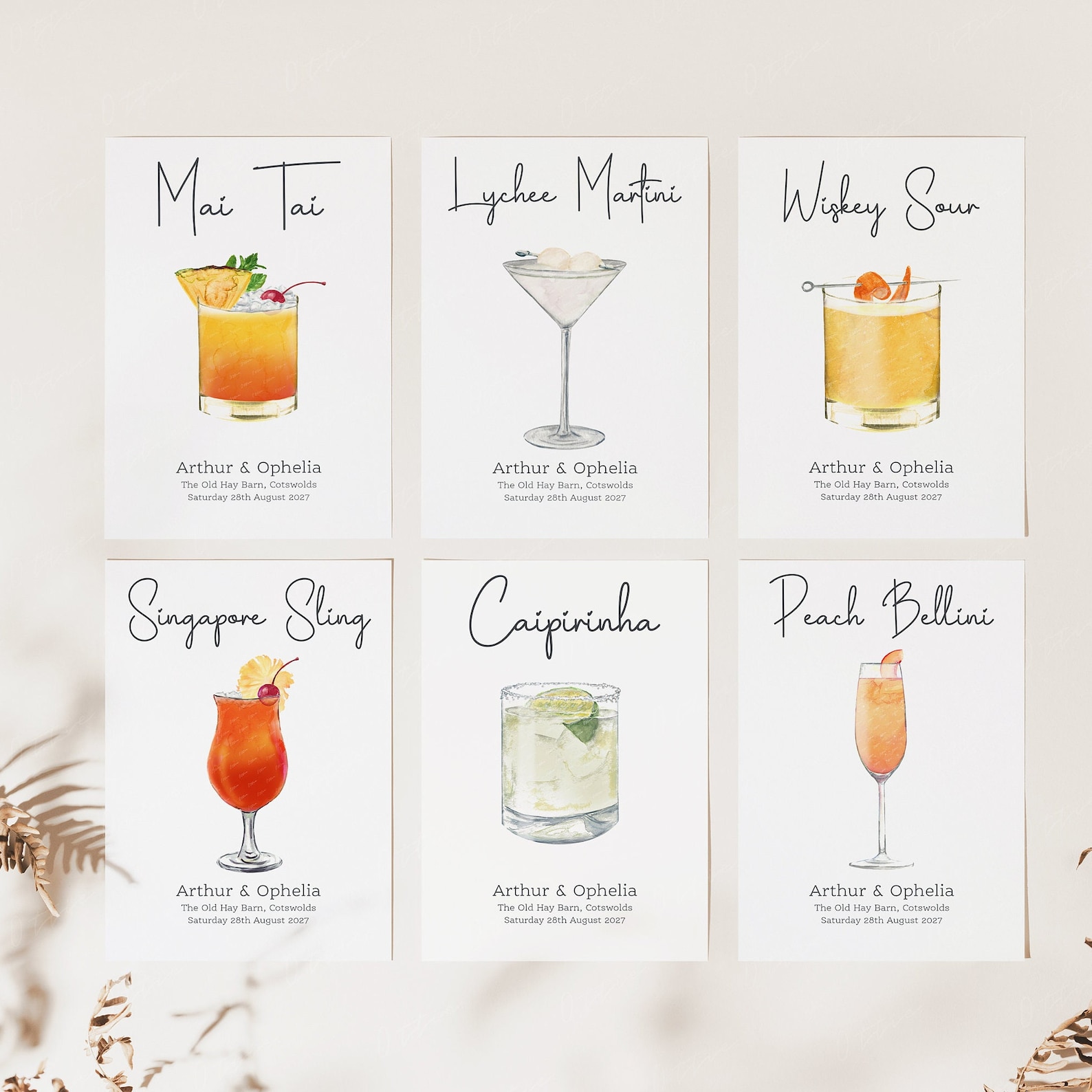 Cocktail Table Names Cocktail Themed Table Cards Wedding - Etsy UK