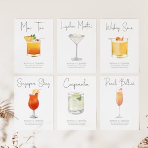Cocktail Table Names | Cocktail Themed Table Cards | Wedding Table ...