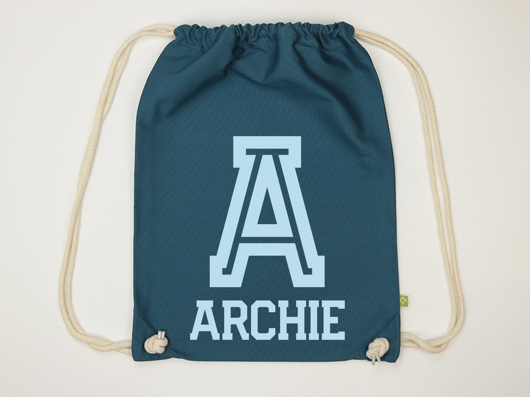 Personalised Varsity Style Drawstring Bag - PE Bag - Gym Bag - Swimming ...
