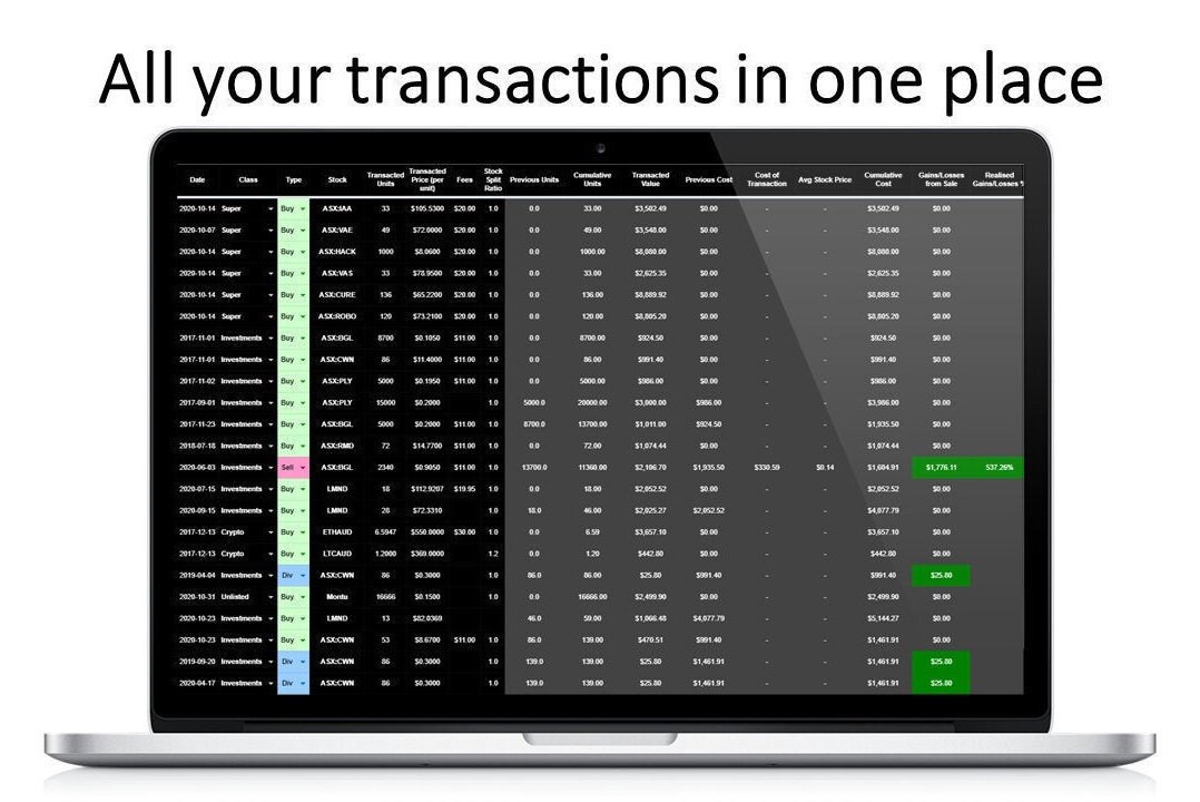 Stock Portfolio Tracking - Google Sheets - Etsy