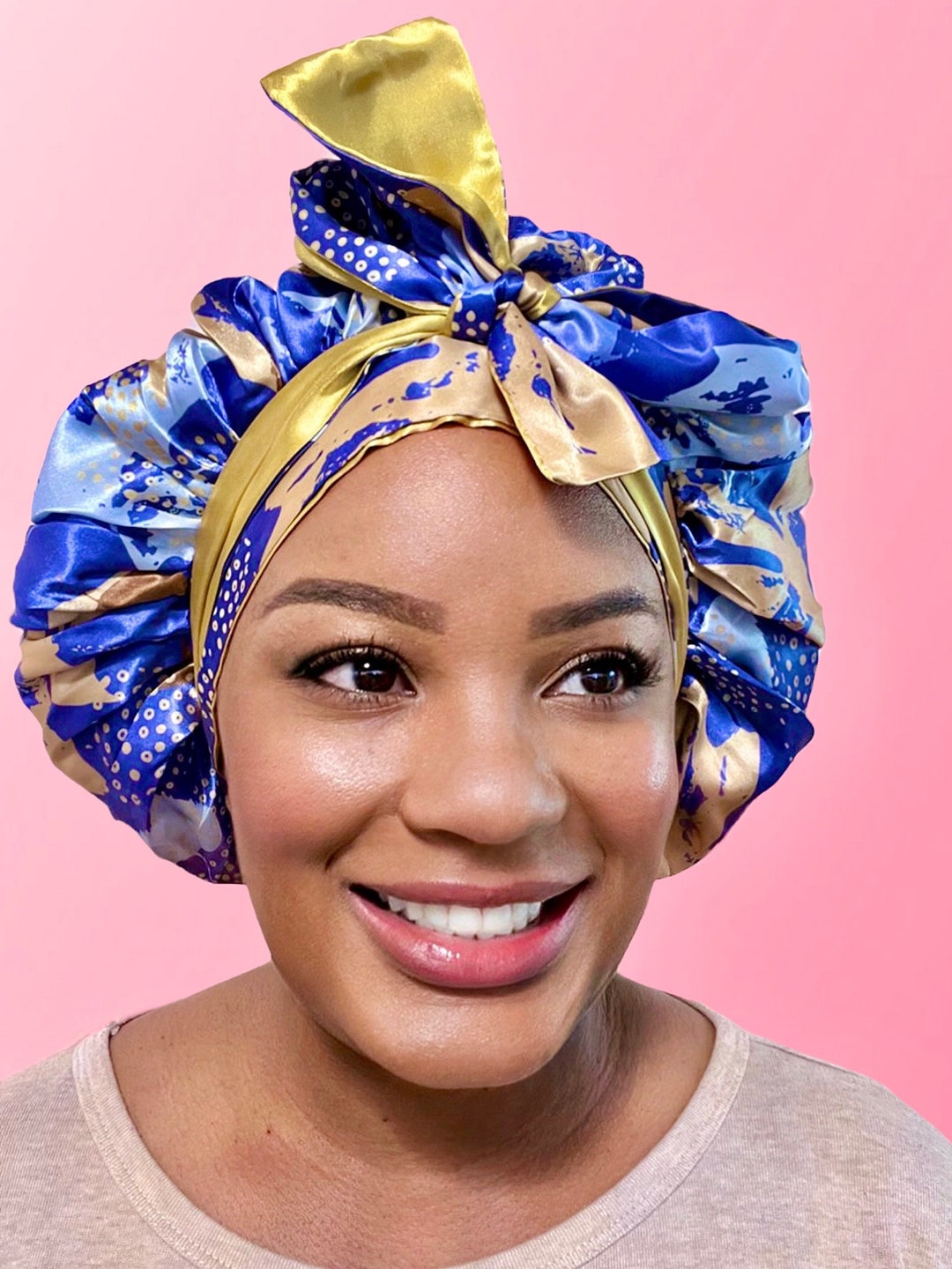 Luxurious Large Satin Double Lined Bonnet | Colorful Bow-tie Bonnet ...