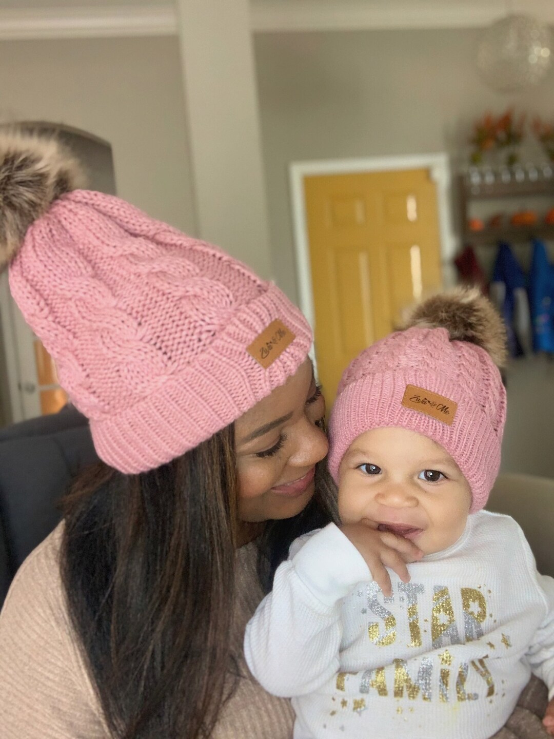 Mommy and Me Matching Beanies | Soft Knit Winter Hats | Baby Pom Beanie ...