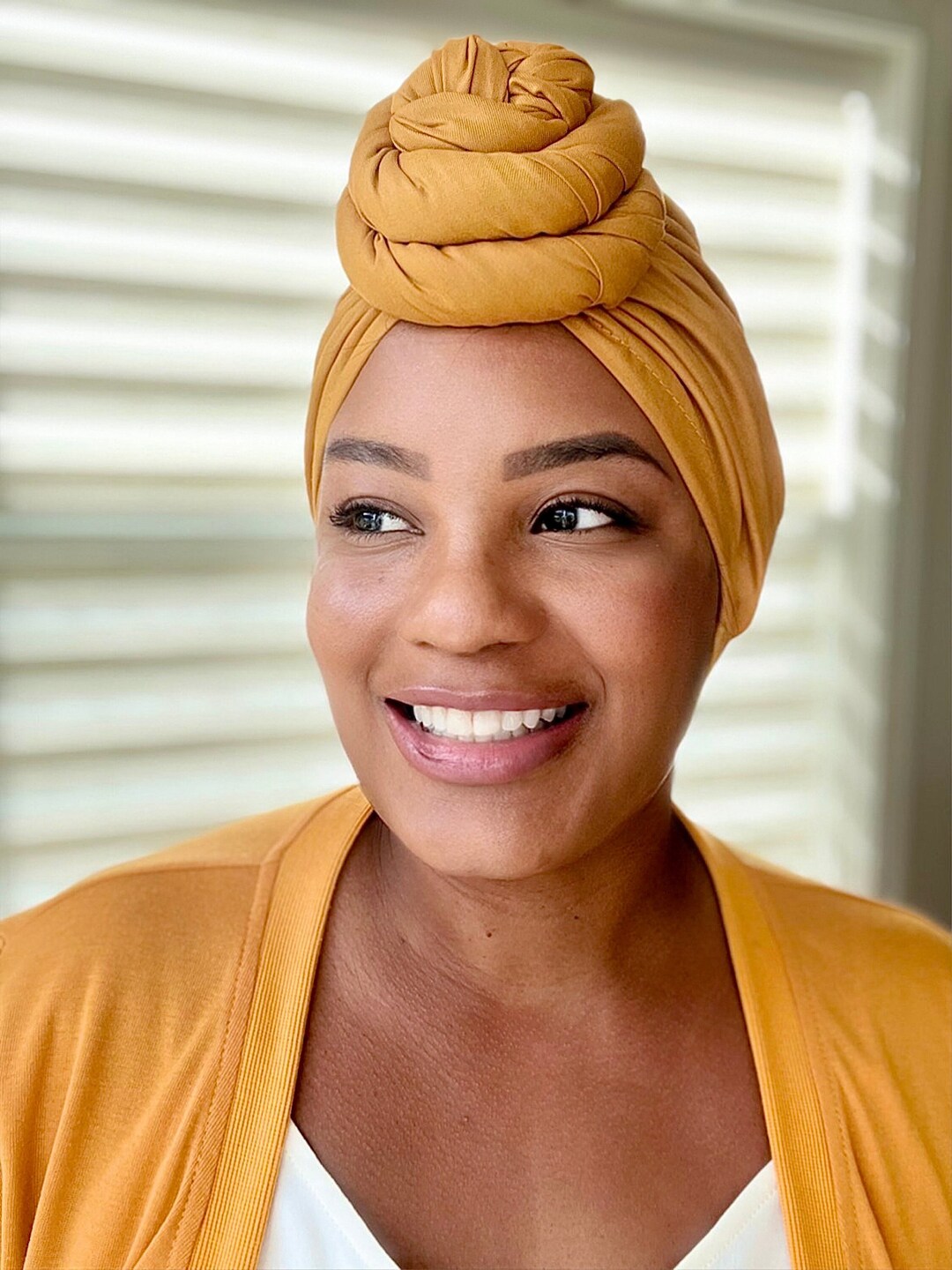 SATIN LINED Headwrap Pre Tied Top Knotbun Protective Style Chemo Cover ...