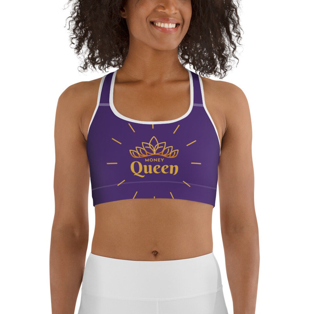 Money Queen Sports Bra Purple Crown Workout Padded Bra - Etsy