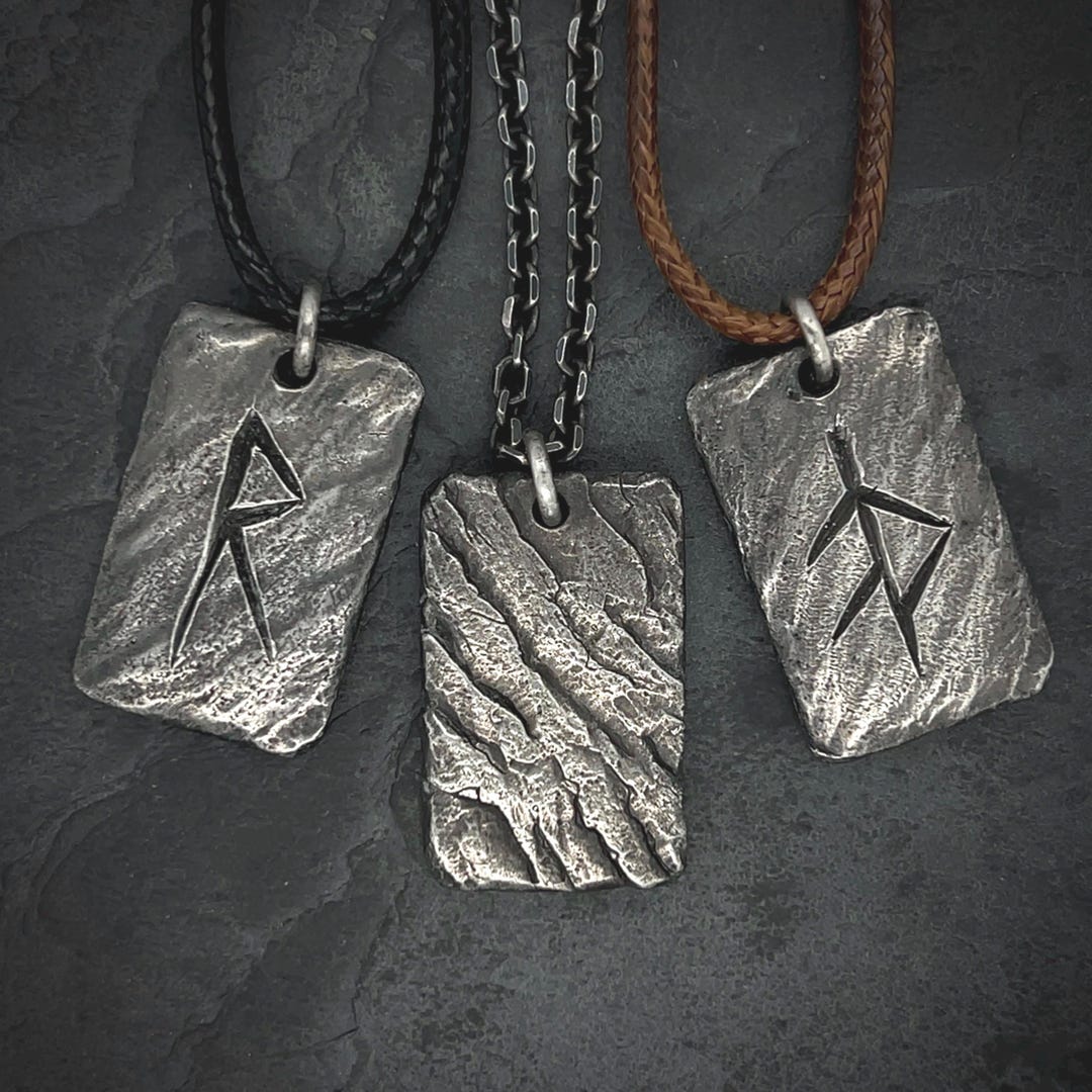 Custom Silver Rune Necklace, Unique Hand Carved Solid .925 Sterling ...