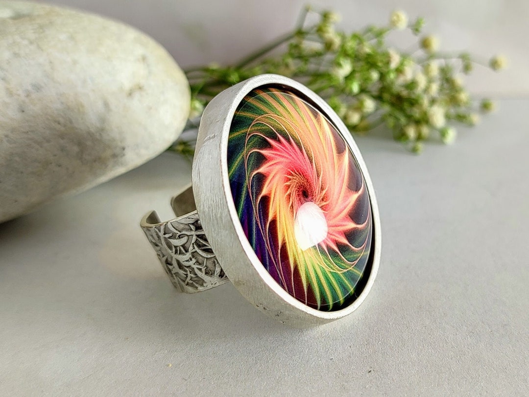 Spiral Optical Illusion Ring Circular Shaped Big Hypnotic - Etsy
