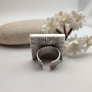 Blue and Gold Large Square Statement Ring, Flat Chunky Silver Ring, Adjustable Ring - Etsy