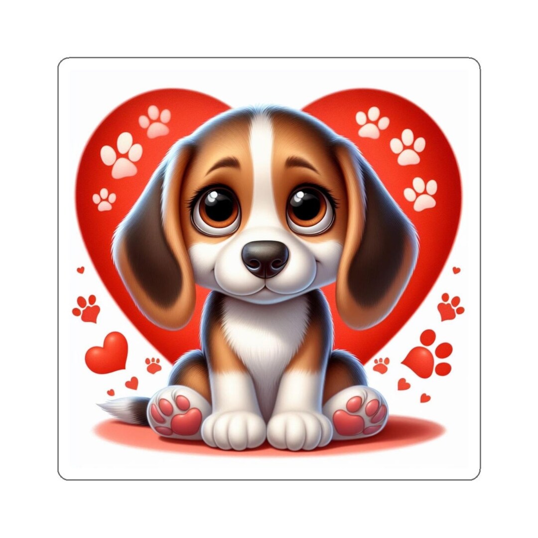 Valentine Beagle Sticker - Etsy