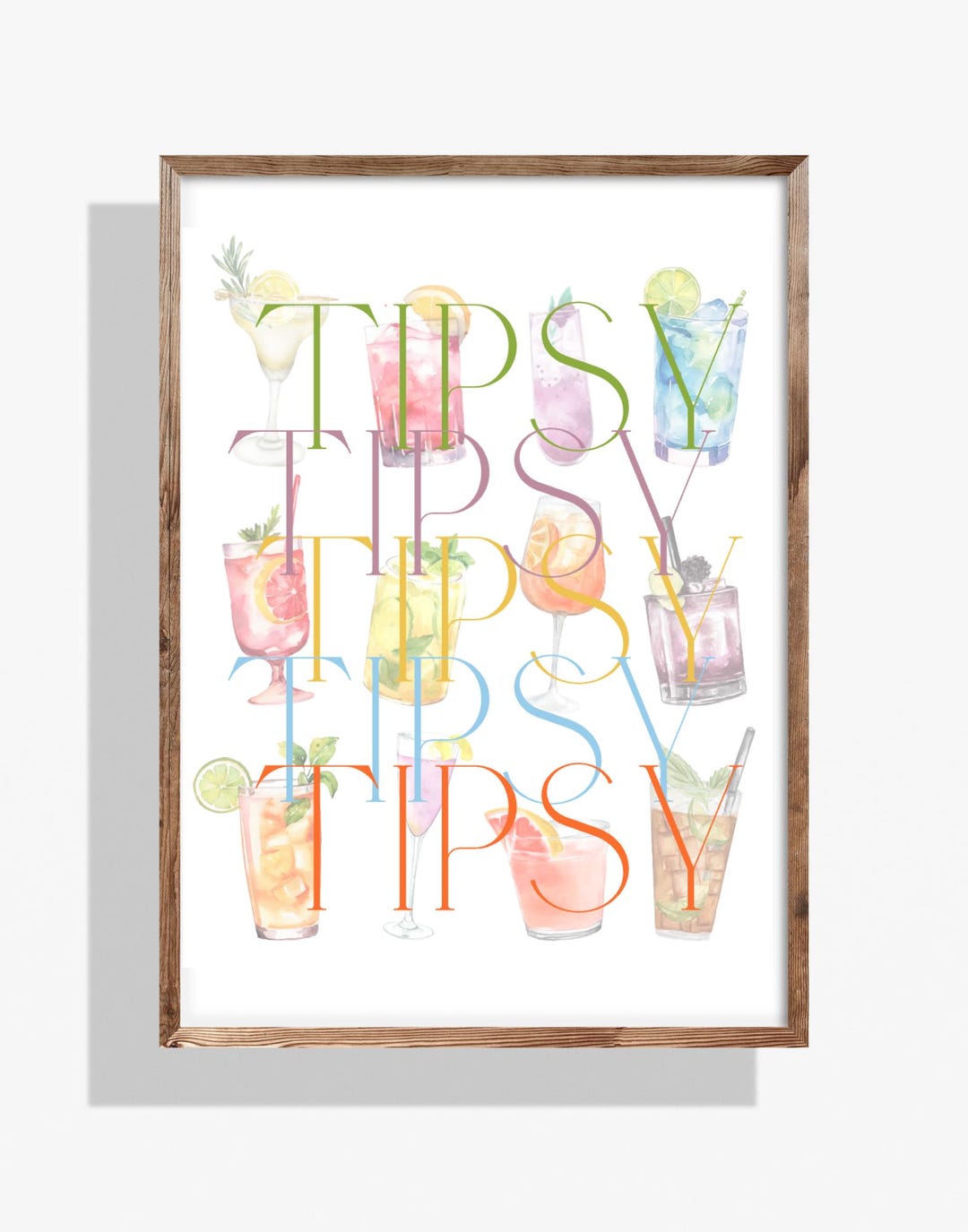 TIPSY Cocktail Colorful Print | Instant Download | Home, Kitchen ...