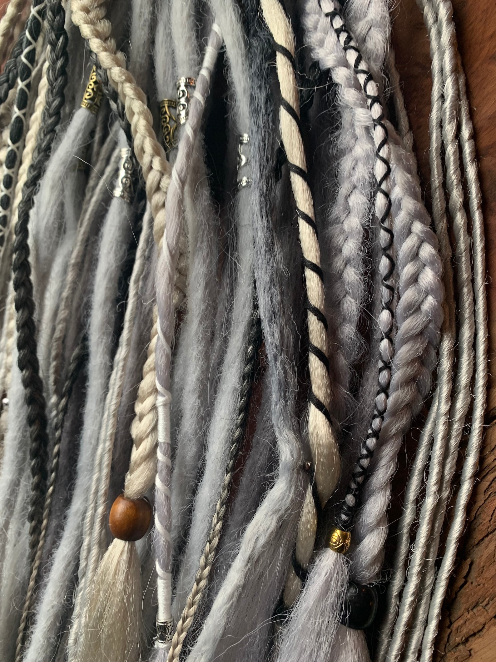 Viking Grey Silver Dreads & Braids Grey Clip in Dreadlocks - Etsy