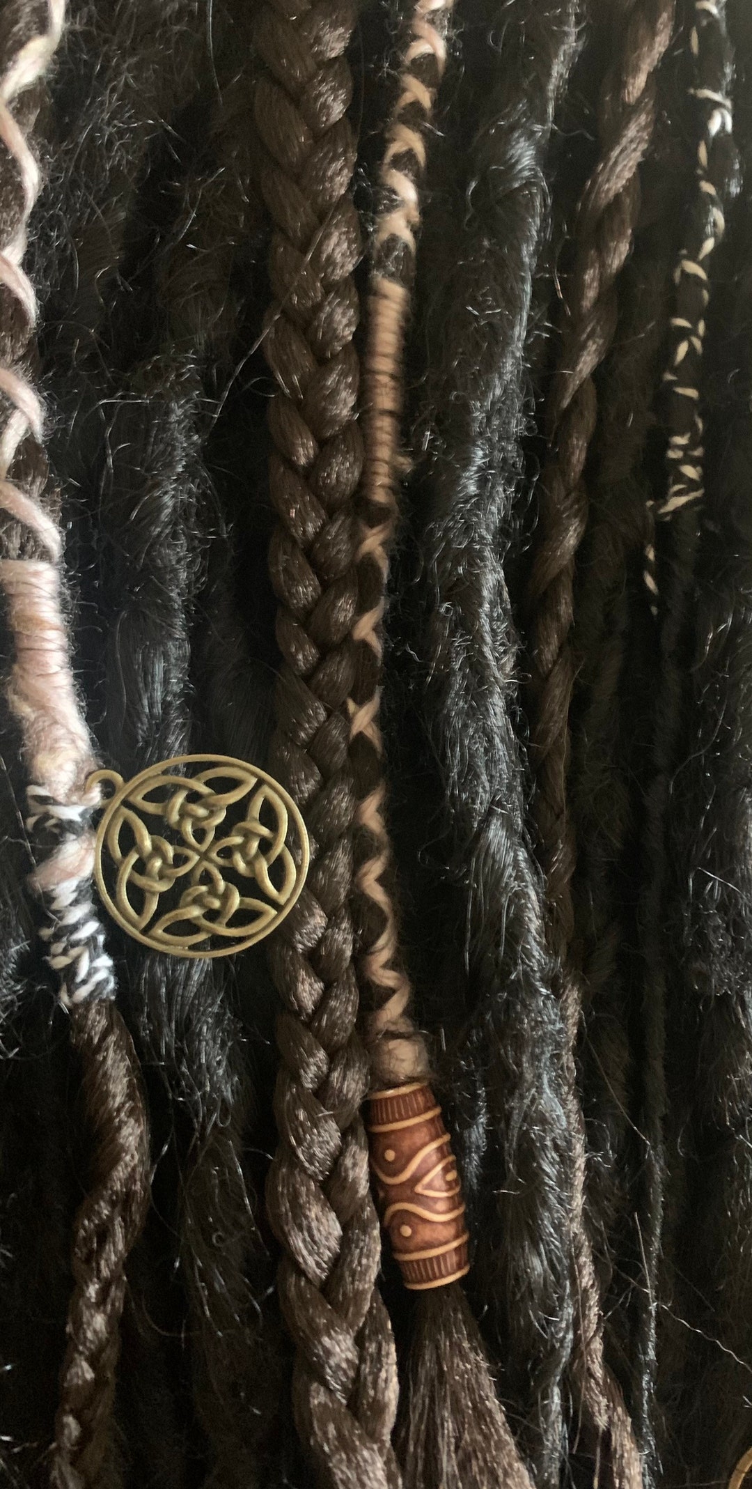 Viking Black Dark Brown Dreads/ Black Clip in Dreads | Black Synthetic ...