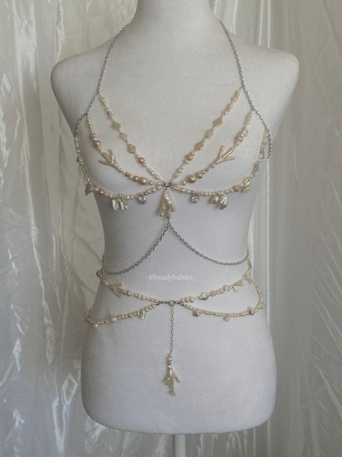 Baroque Pearl 925 Sterling Silver Belly Body Chain - Etsy